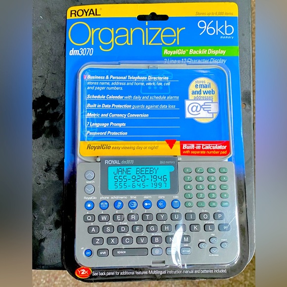 Other | New Organizer Royal Dm370 Personal Organizer 96kb Calendar Calculator Backlit | Poshmark